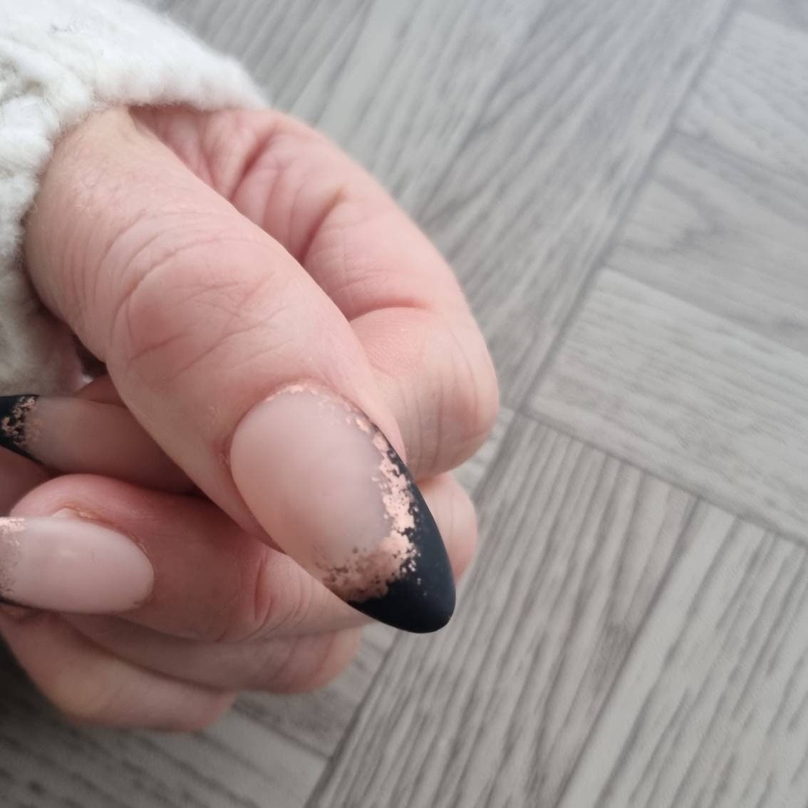 Rose Gold Matte French Manicure Nails. Black French Manicure Nails Rose ...