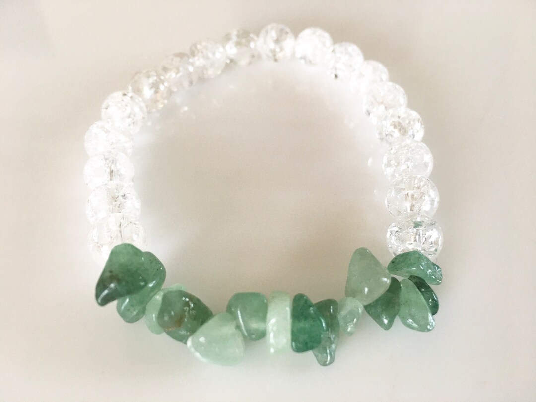 Aventurine Gemstone Chip bib Bracelet Made With Crack Crystal Round ...