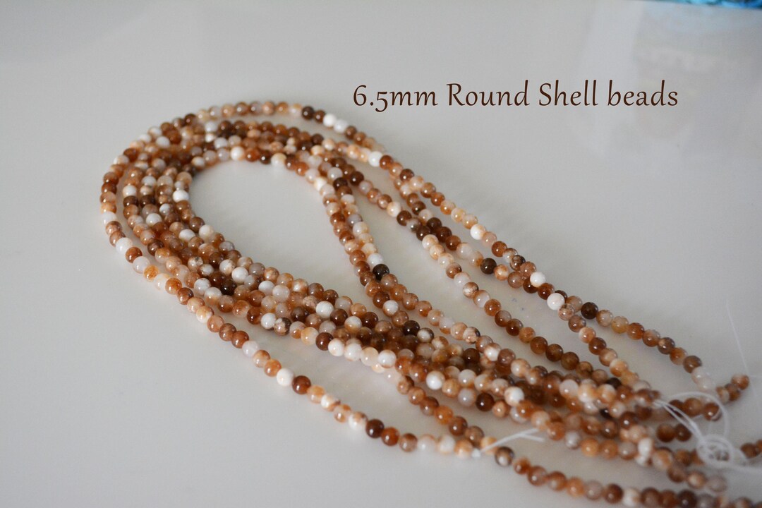 Shell Round Beads Shell Beads Round Shell Beads 6.5mm 4.5mm Brown to ...