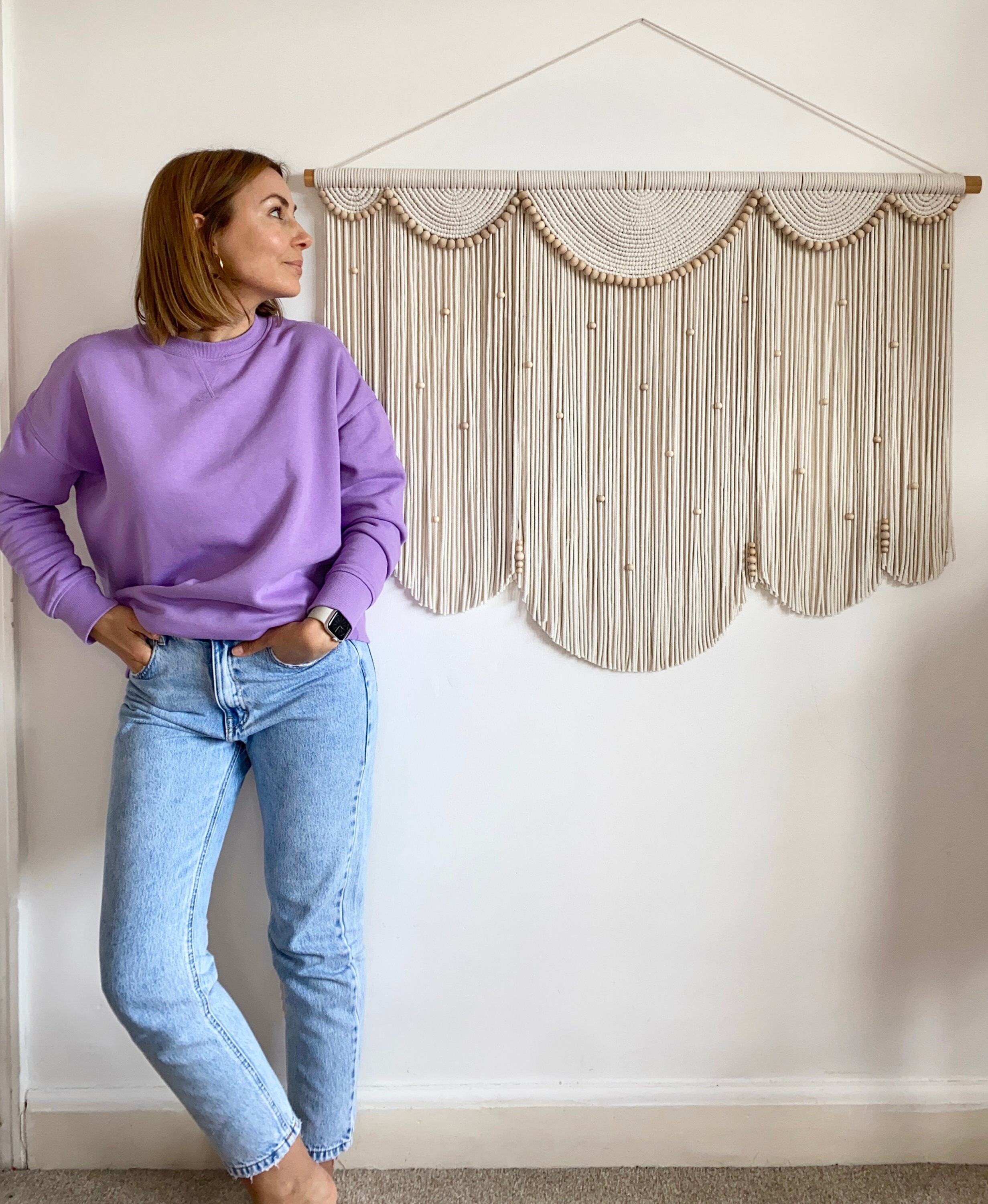 VIVIEN Extra Large Macrame Wall Hanging With Beads Semi - Etsy