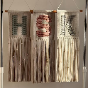 Macrame Letters, Alphabet Wall Hanging, Kids Wall Decoration, Handmade ...