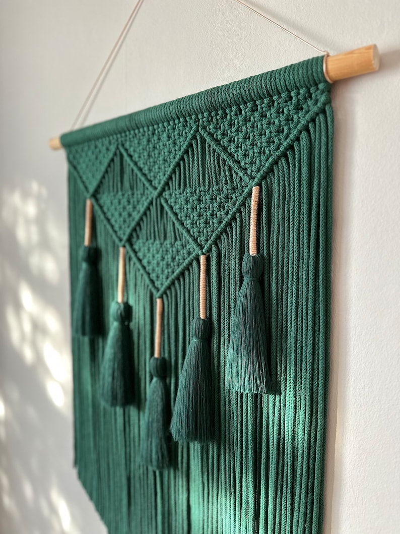 SOFIA - Emerald Green Macrame Wall Hanging – Handmade Eco Friendly Boho ...