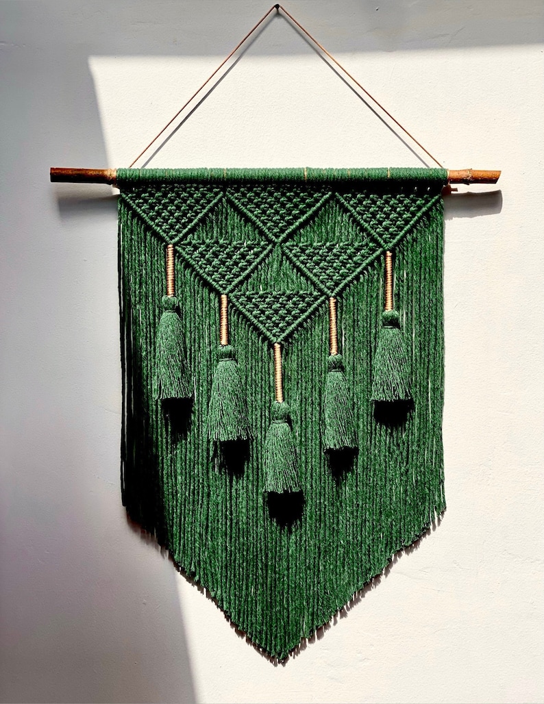 SOFIA - Emerald Green Macrame Wall Hanging – Handmade Eco Friendly Boho ...