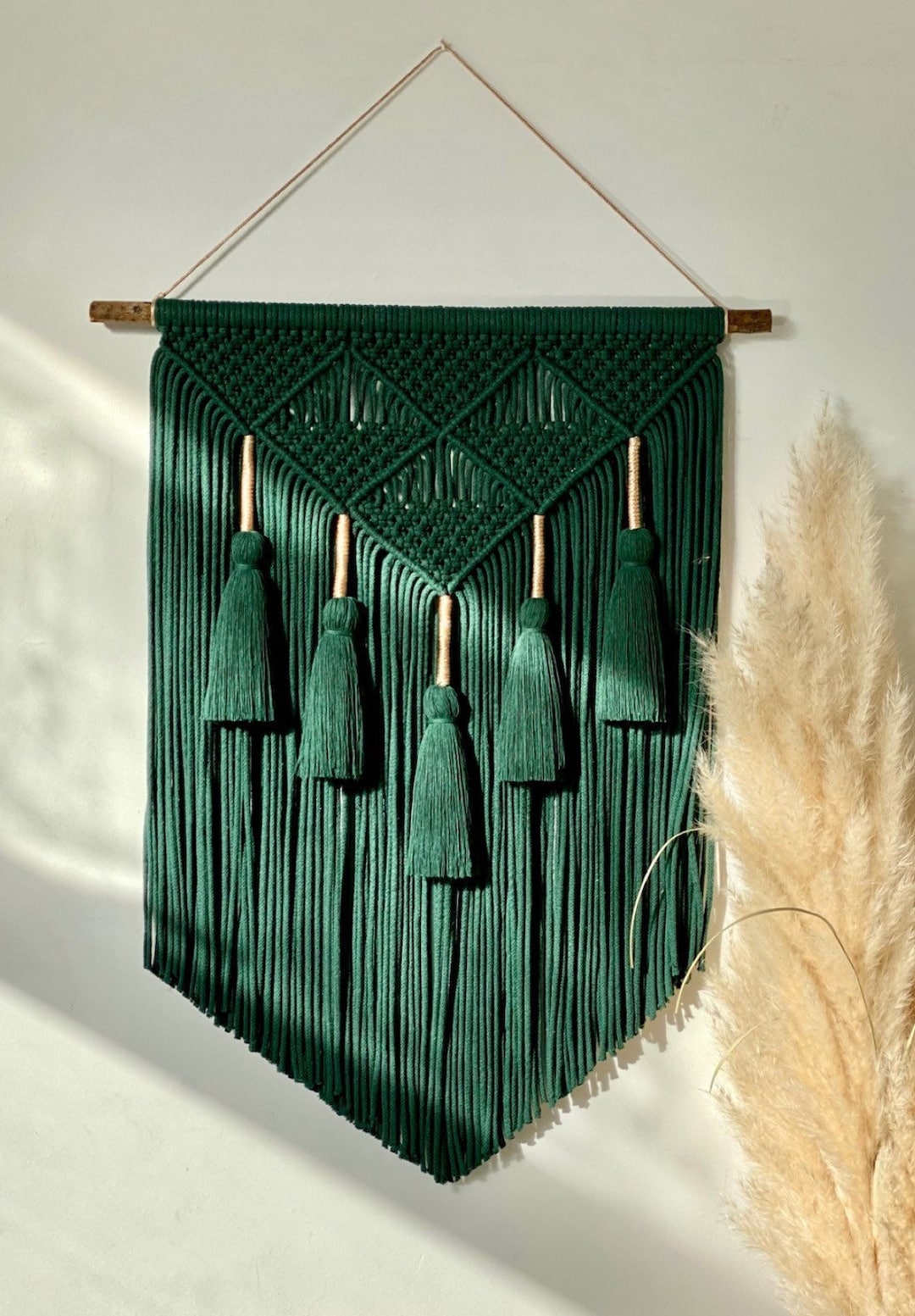 SOFIA - Emerald Green Macrame Wall Hanging – Handmade Eco Friendly Boho ...