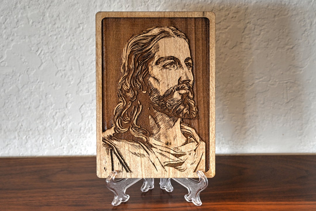 3D Wood Carving Portrait of Jesus - Etsy