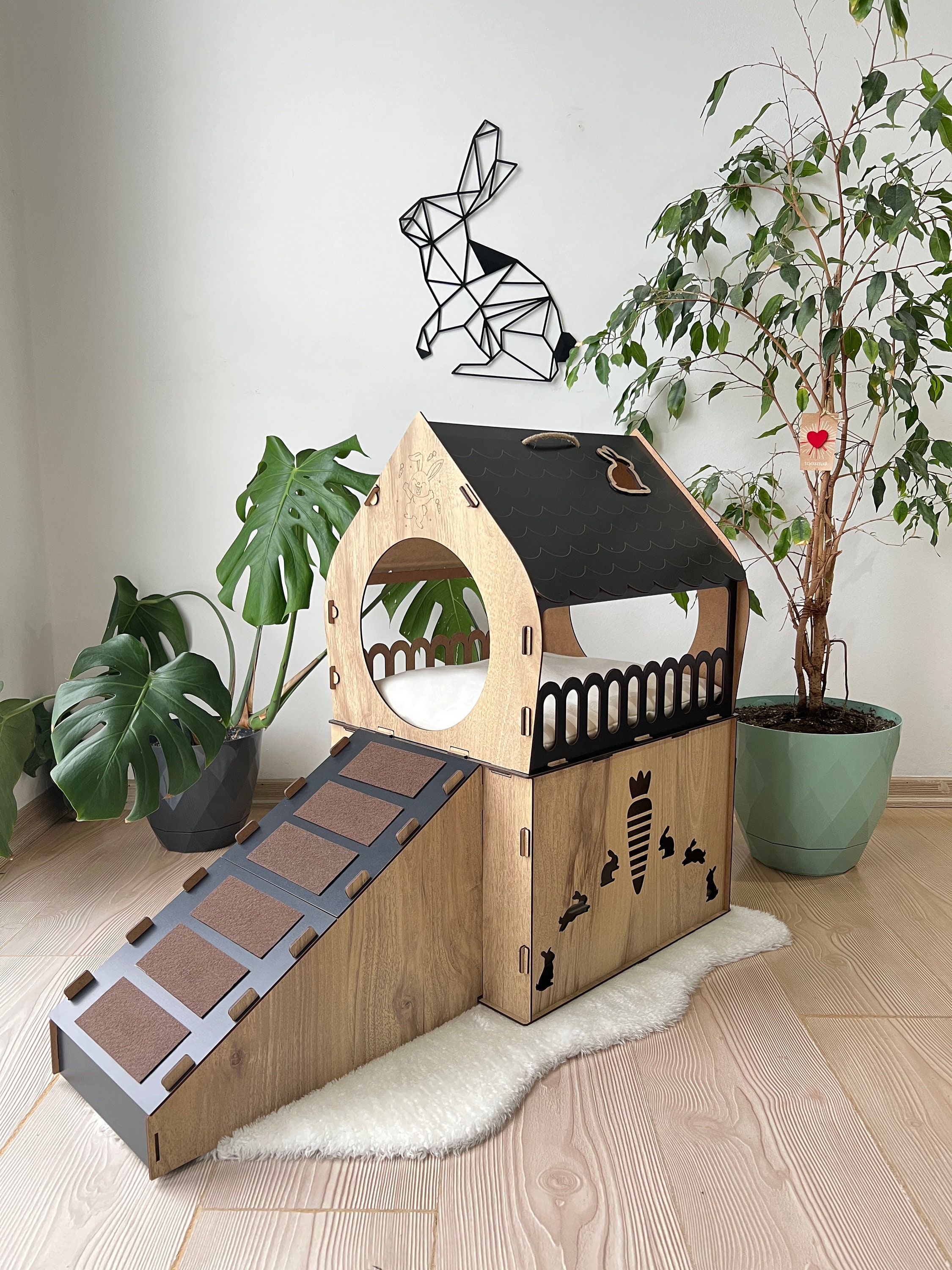 Modern Rabbit House Castle for 2 Rabbits modena Black - Etsy UK