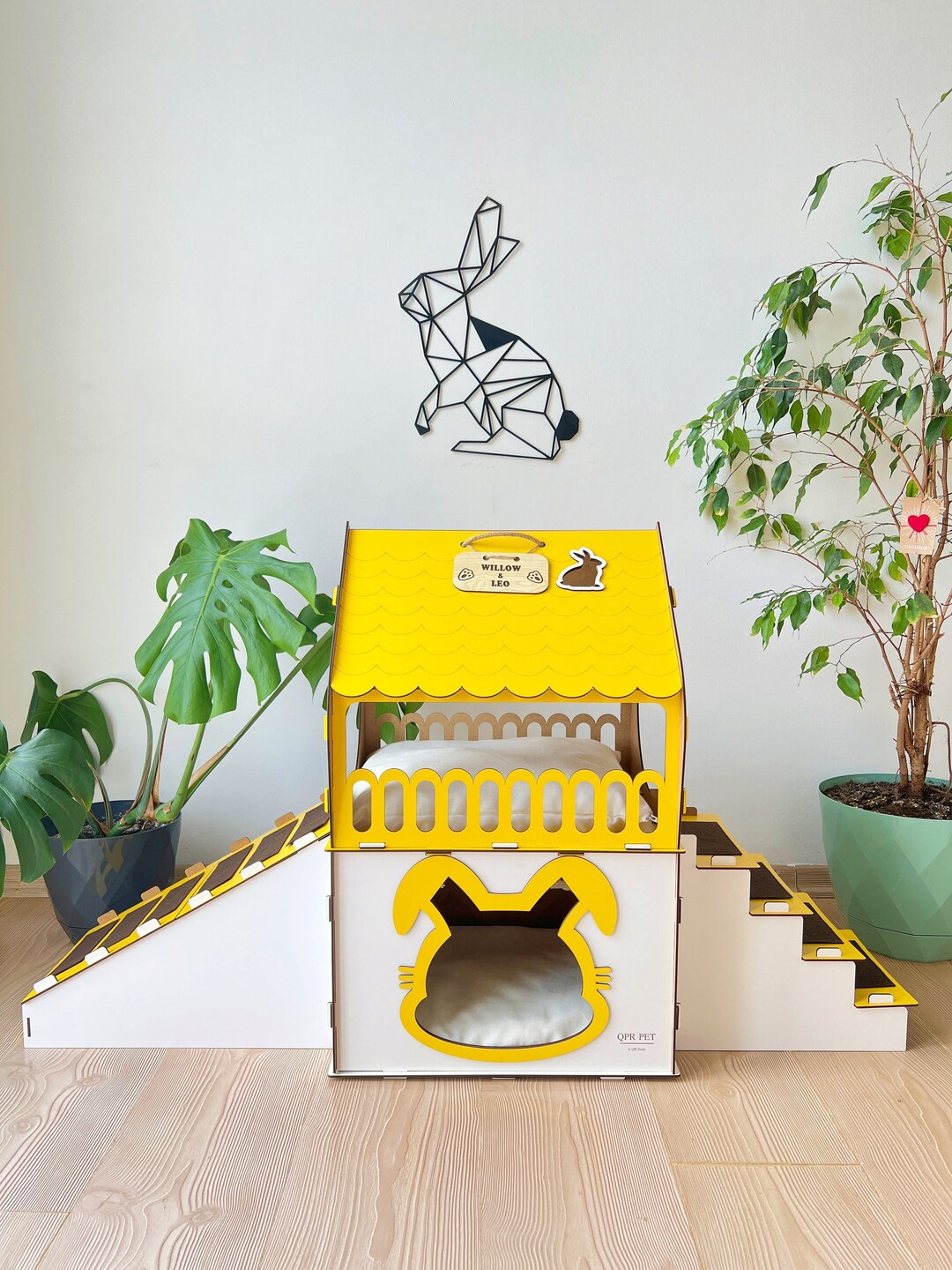 Modern Rabbit House Castle for 2 Rabbits two Ladder - Etsy