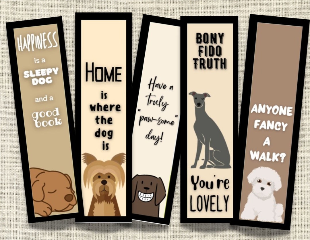 DOG BOOKMARKS SET. Paper Bookmarks. Digital Bookmark. Gift Bookmark ...