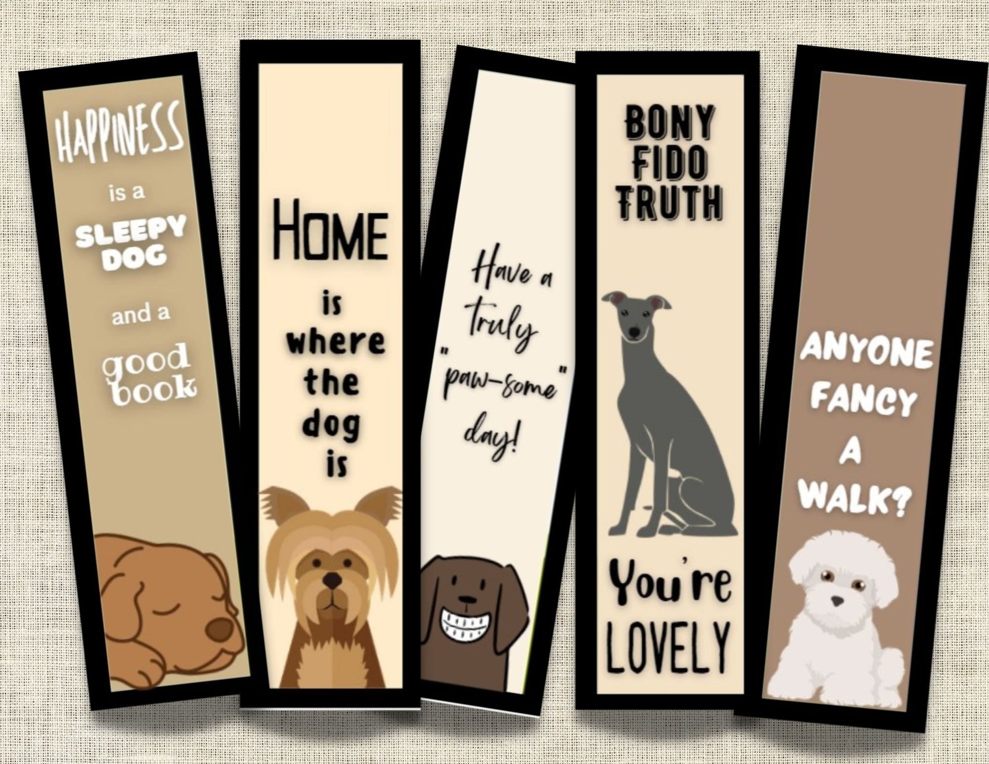 DOG BOOKMARKS SET. Paper Bookmarks. Digital Bookmark. Gift Bookmark ...