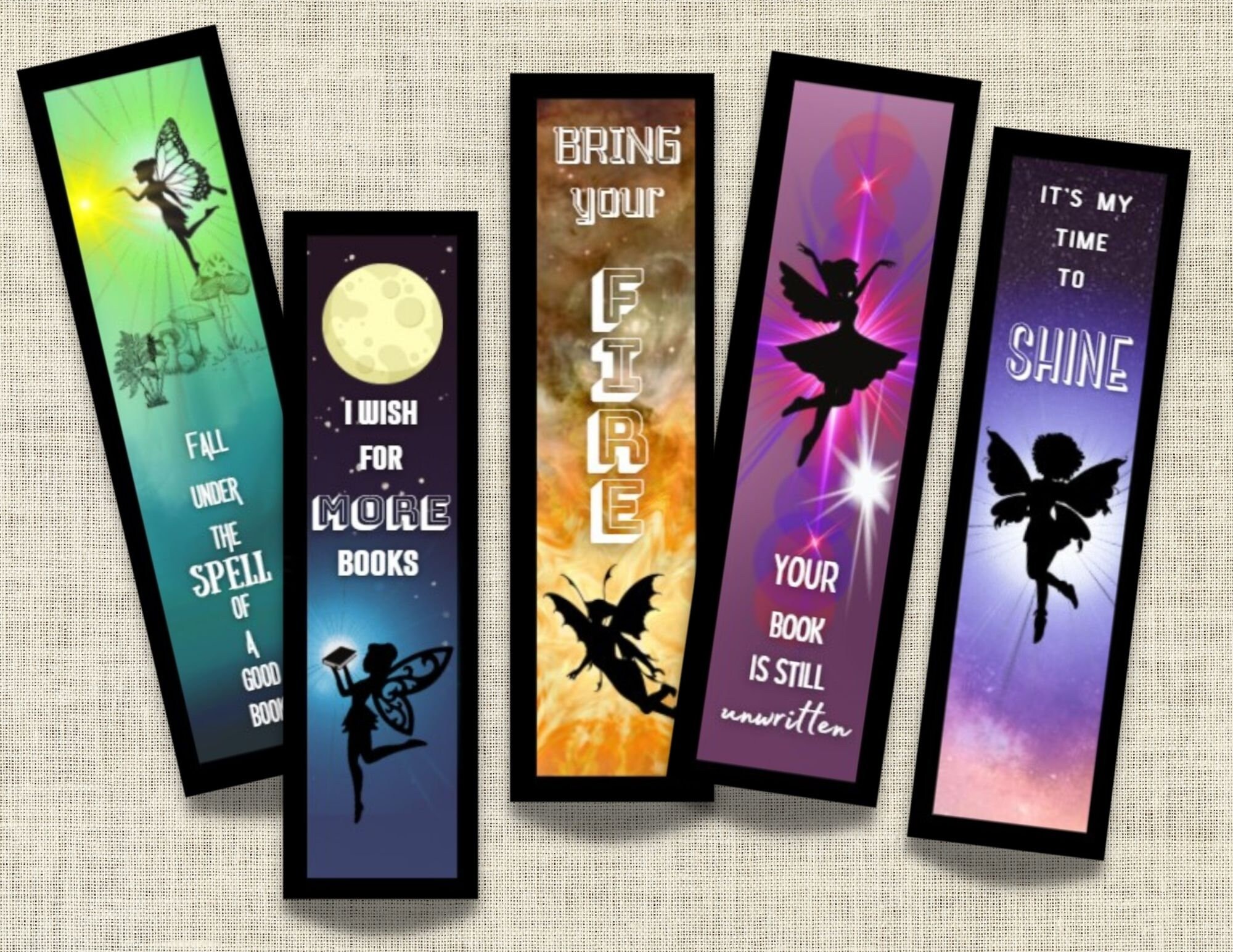 PRINTABLE FAIRY BOOKMARKS. Paper Bookmarks. Digital Bookmark. Gift ...