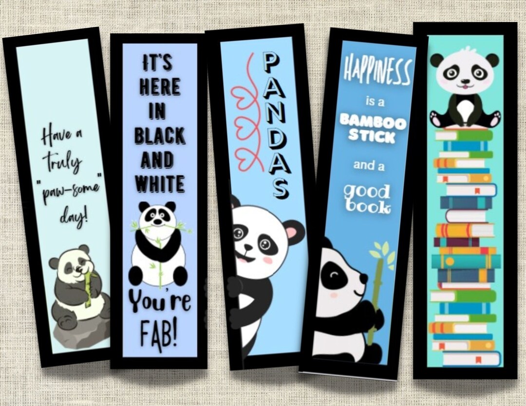 PANDA BOOKMARKS. Paper Bookmarks. Digital Bookmark. Gift Bookmark ...