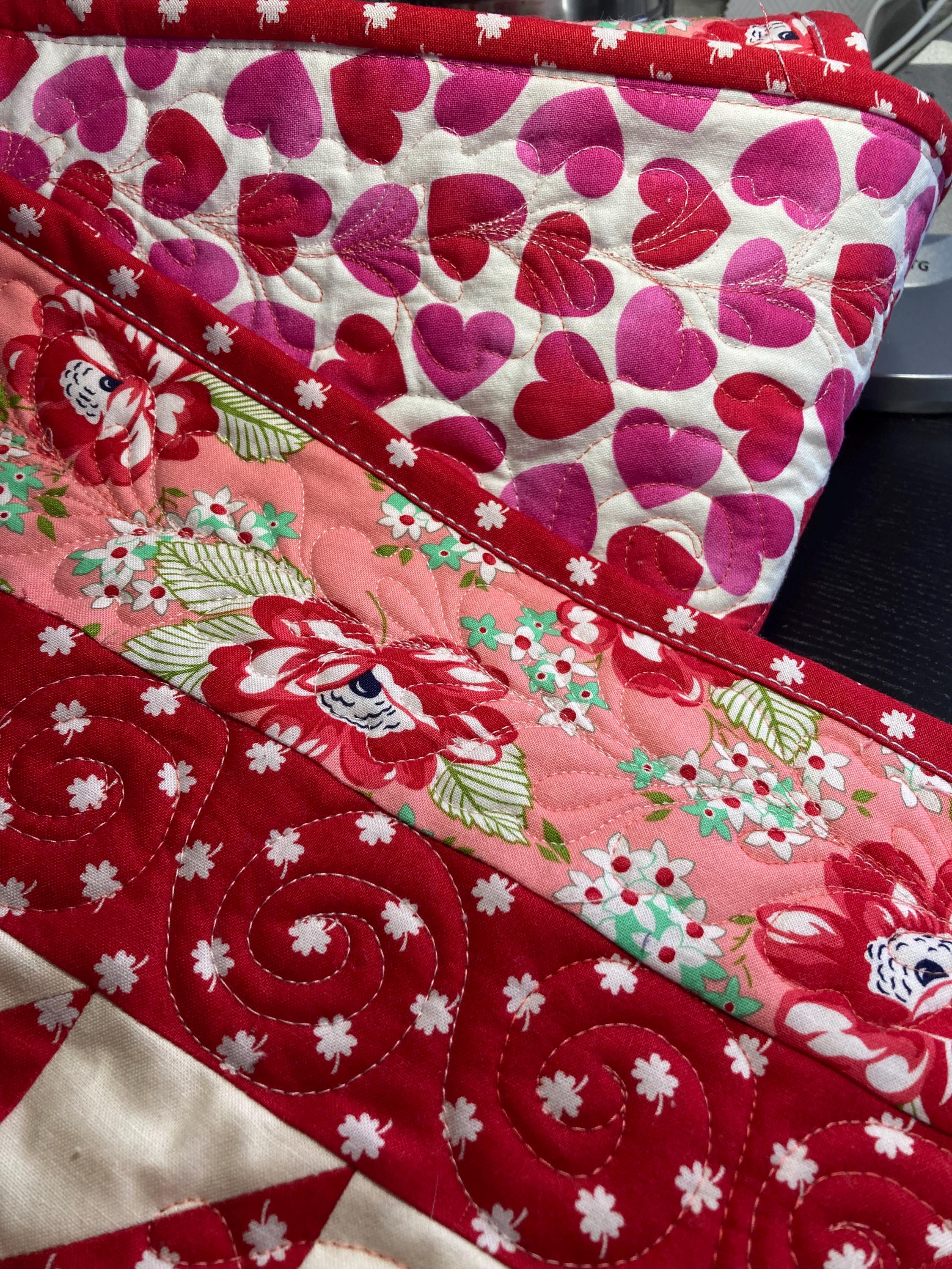 Red Bear Claw Quilt, Patchwork Quilt, Traditional Quilt, Lap Quilt, Red ...