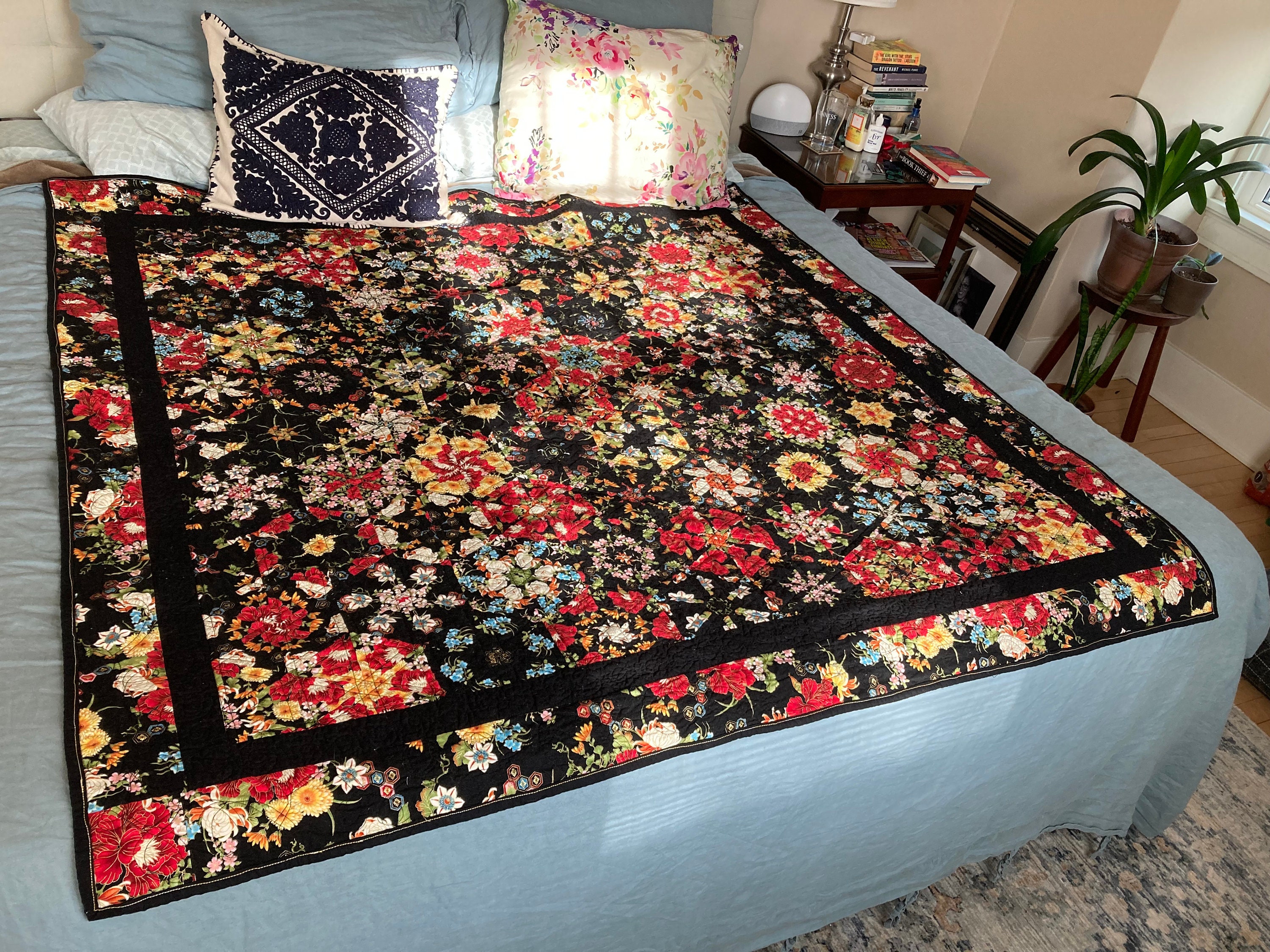 One Block Wonder Quilt, Handmade Quilt, Heirloom Quilt, Floral Quilt ...