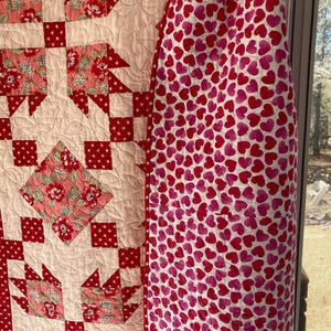 Red Bear Claw Quilt, Patchwork Quilt, Traditional Quilt, Lap Quilt, Red ...