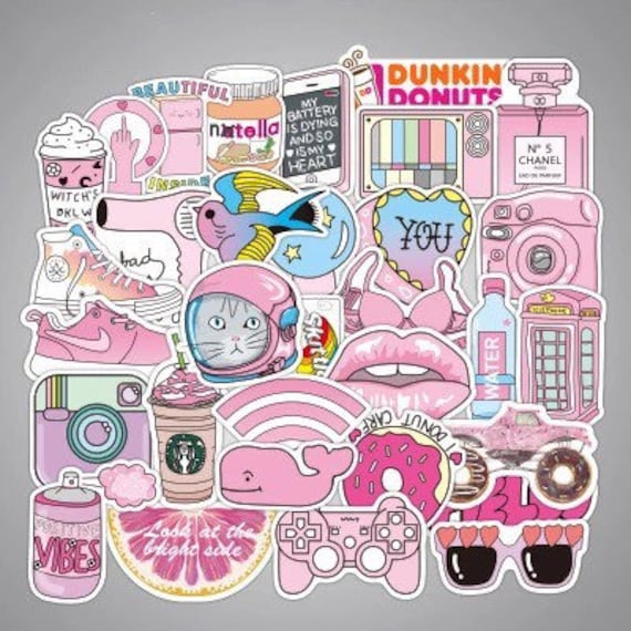 50 Pink Random Sticker Pack | Etsy