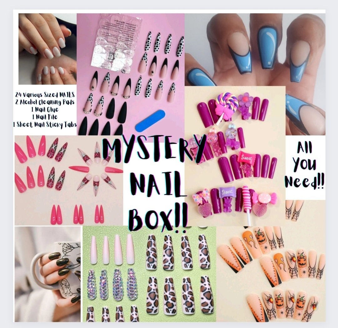 Nail Lovers Mystery Box; Nail Mystery Box; Press-on Nails; Glue-on ...