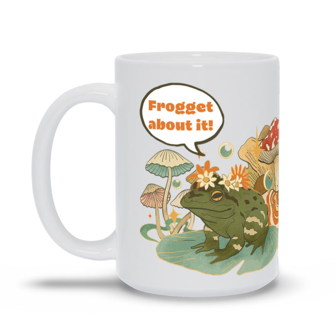 Frogget About It! Cottagecore Large Mug, 15 Oz Ceramic Frog Mushroom ...