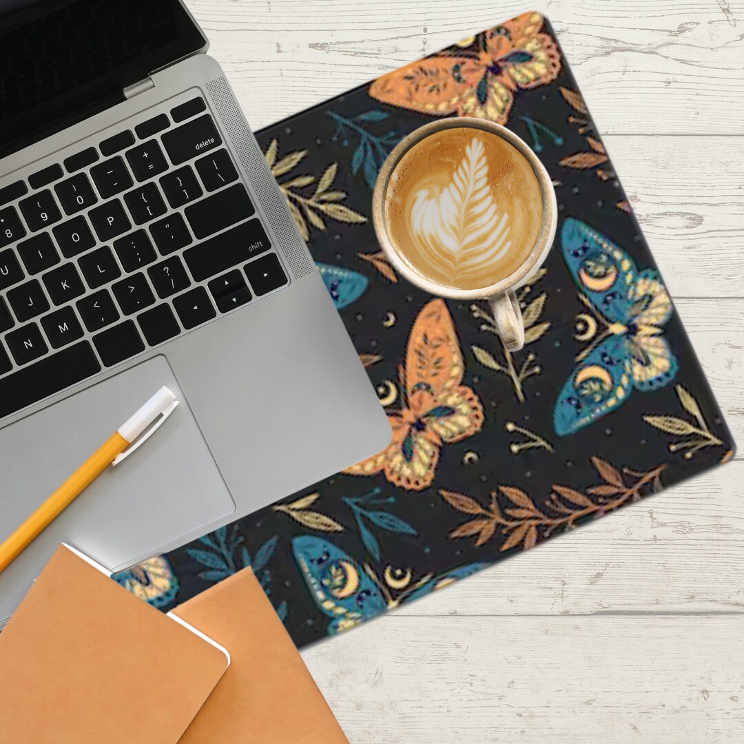 Celestial Butterfly Desk Mat, Cottagecore Mouse Pad, Mauve Moon ...