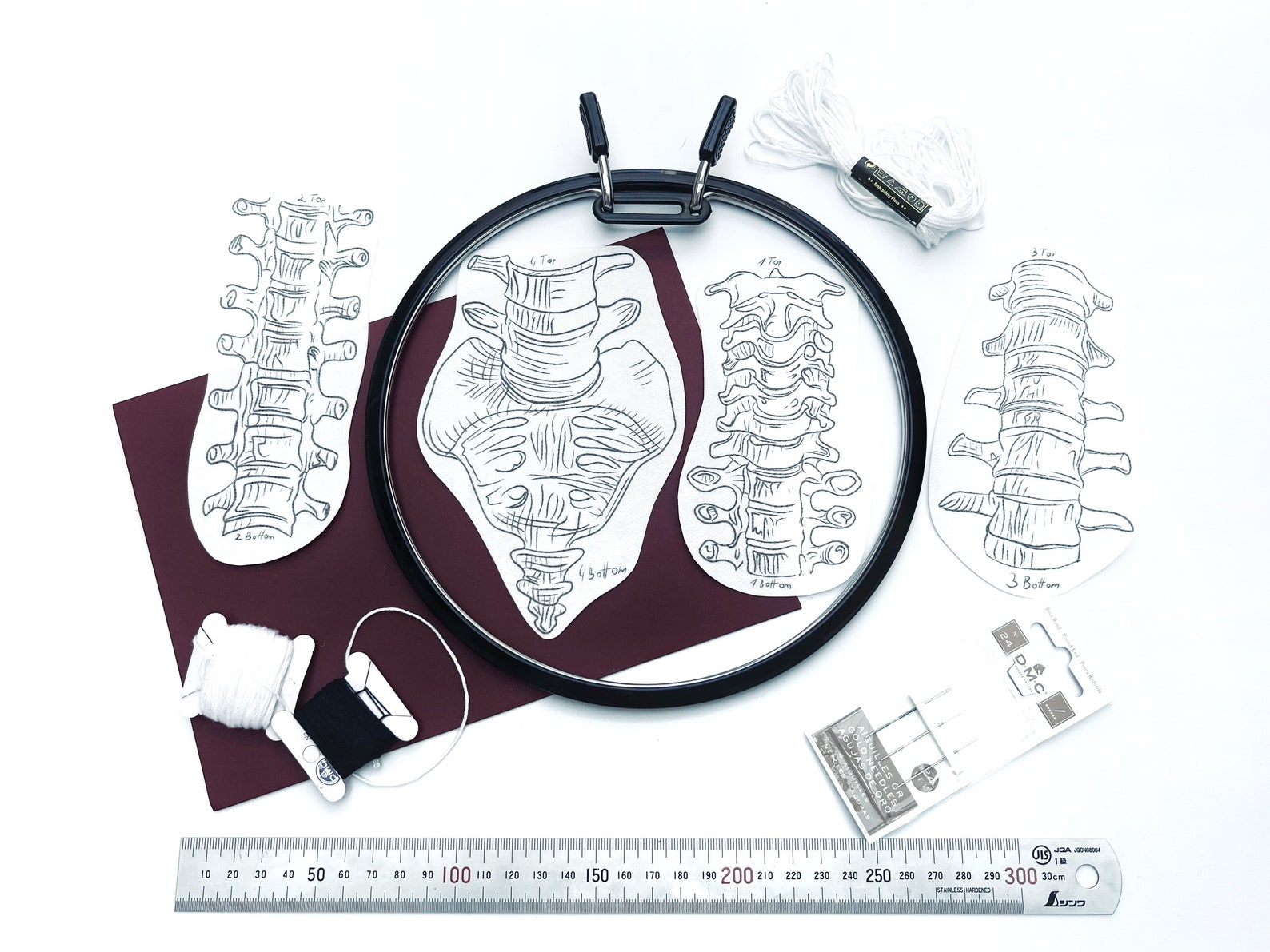 Stick & Stitch "spine" Water Soluble Embroidery Stickers - Bones ...