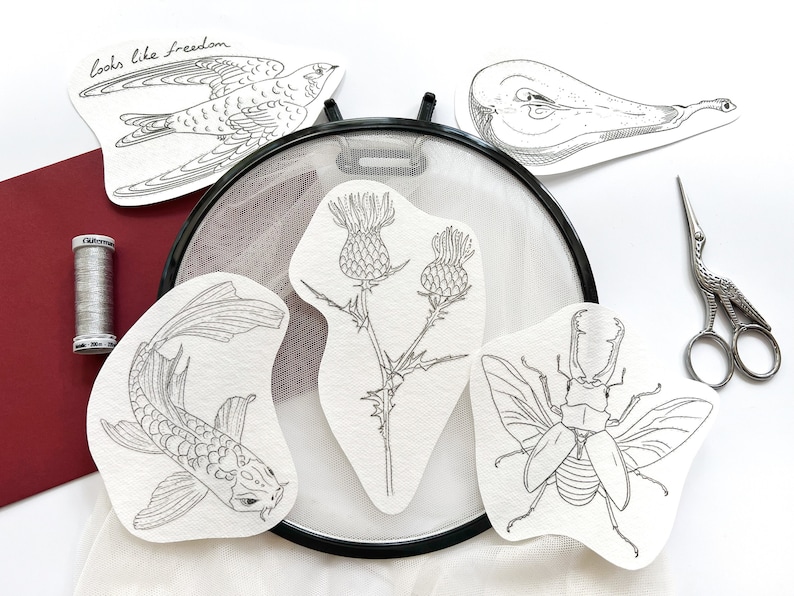 Stick & Stitch "flora and Fauna" Water Soluble Embroidery Stickers ...