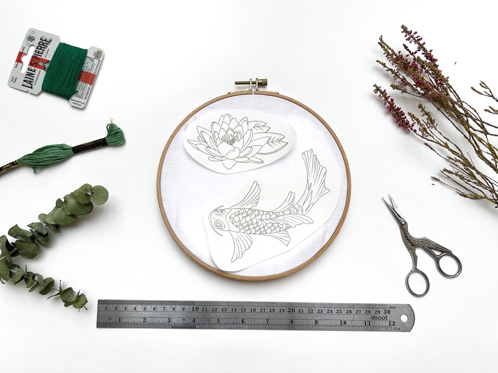 Stick and Stitch "pond" Embroidery Pattern, Water Soluble Transfers ...