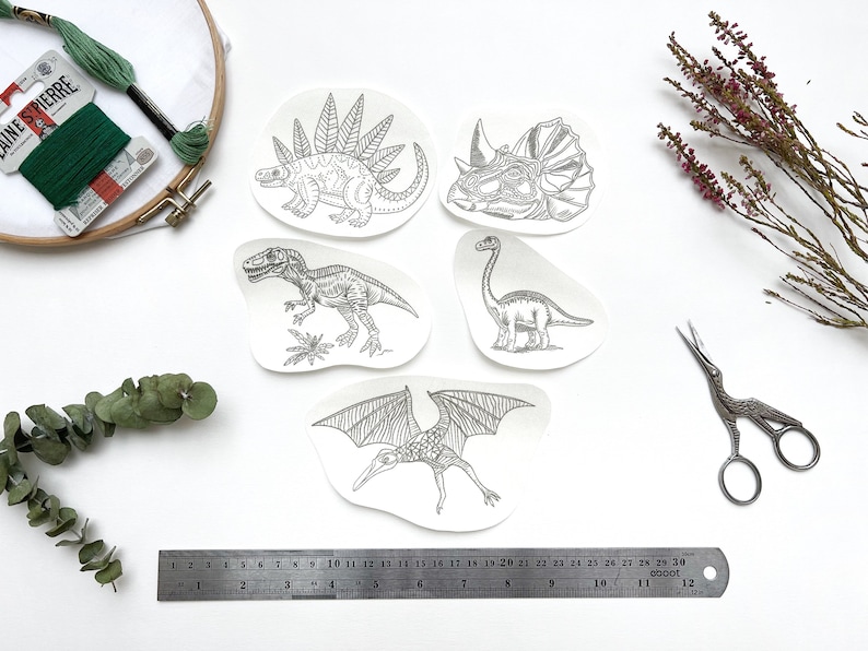 Stick & Stitch Dinosaurs Embroidery Designs, Water Soluble Stickers ...