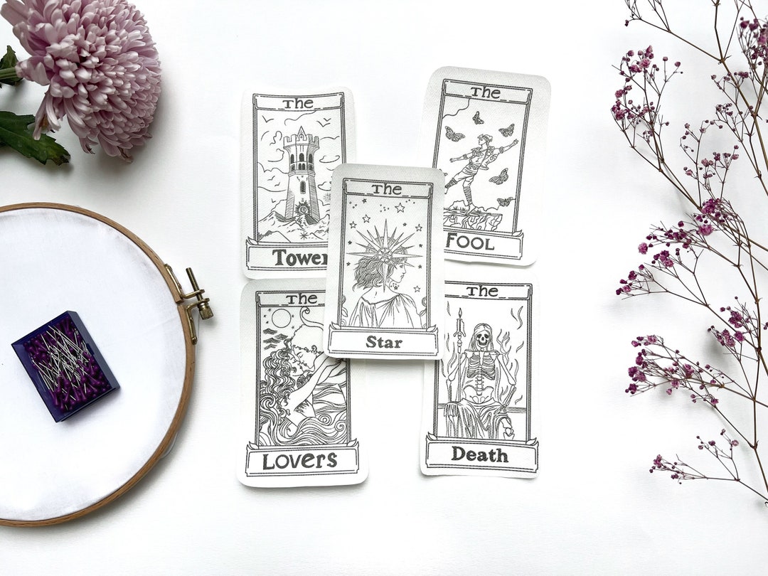 Stick and Stitch 5 Tarot Cards Water Soluble Embroidery Stickers, Hand ...