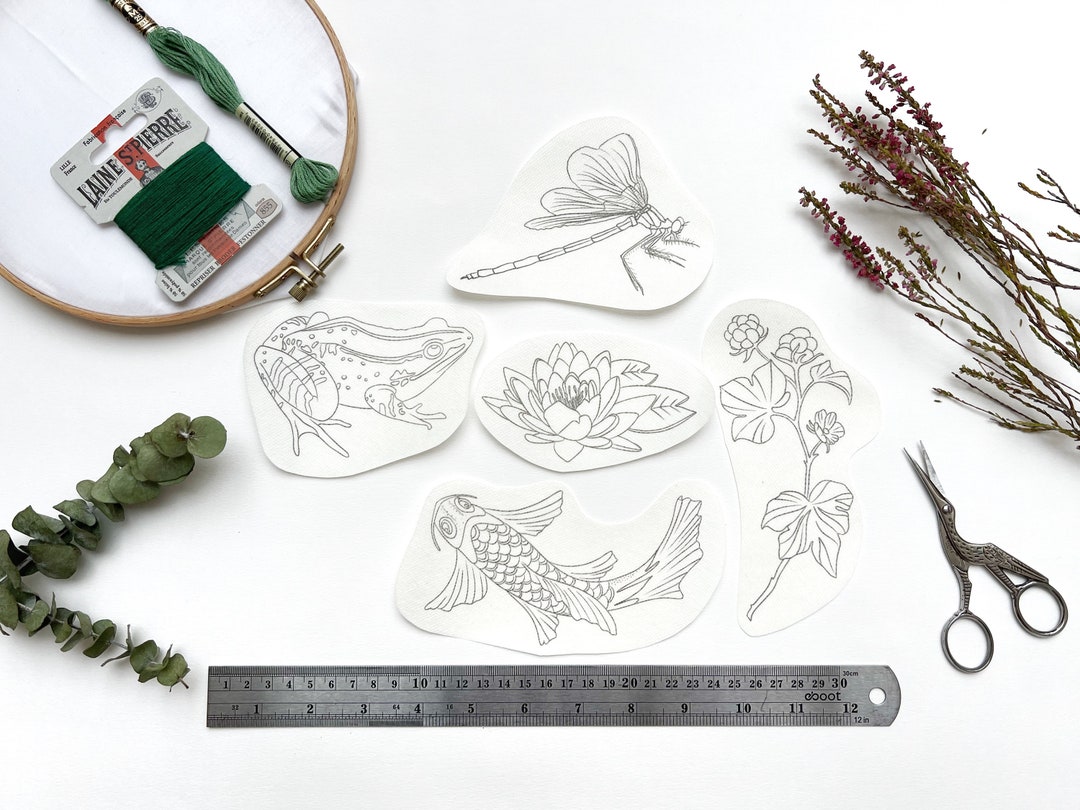 Stick and Stitch pond Embroidery Pattern, Water Soluble Transfers ...
