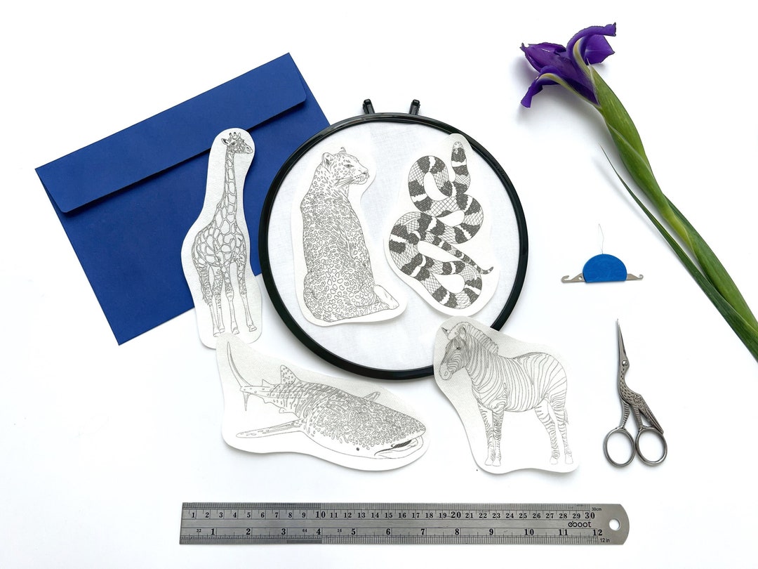 Stick & Stitch "zoo" Hand Embroidery Designs, Water Soluble Patterns of ...