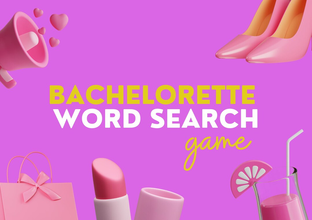 Bachelorette Word Search Printable | Bridal Shower Game | Hen Party ...