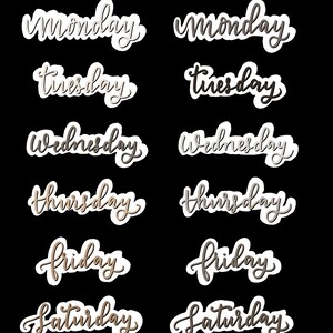 Days of the Week (script 2) With Shadow - Etsy