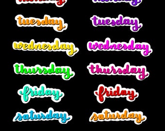 Days of the Week Script Stickers G169_2 - Etsy