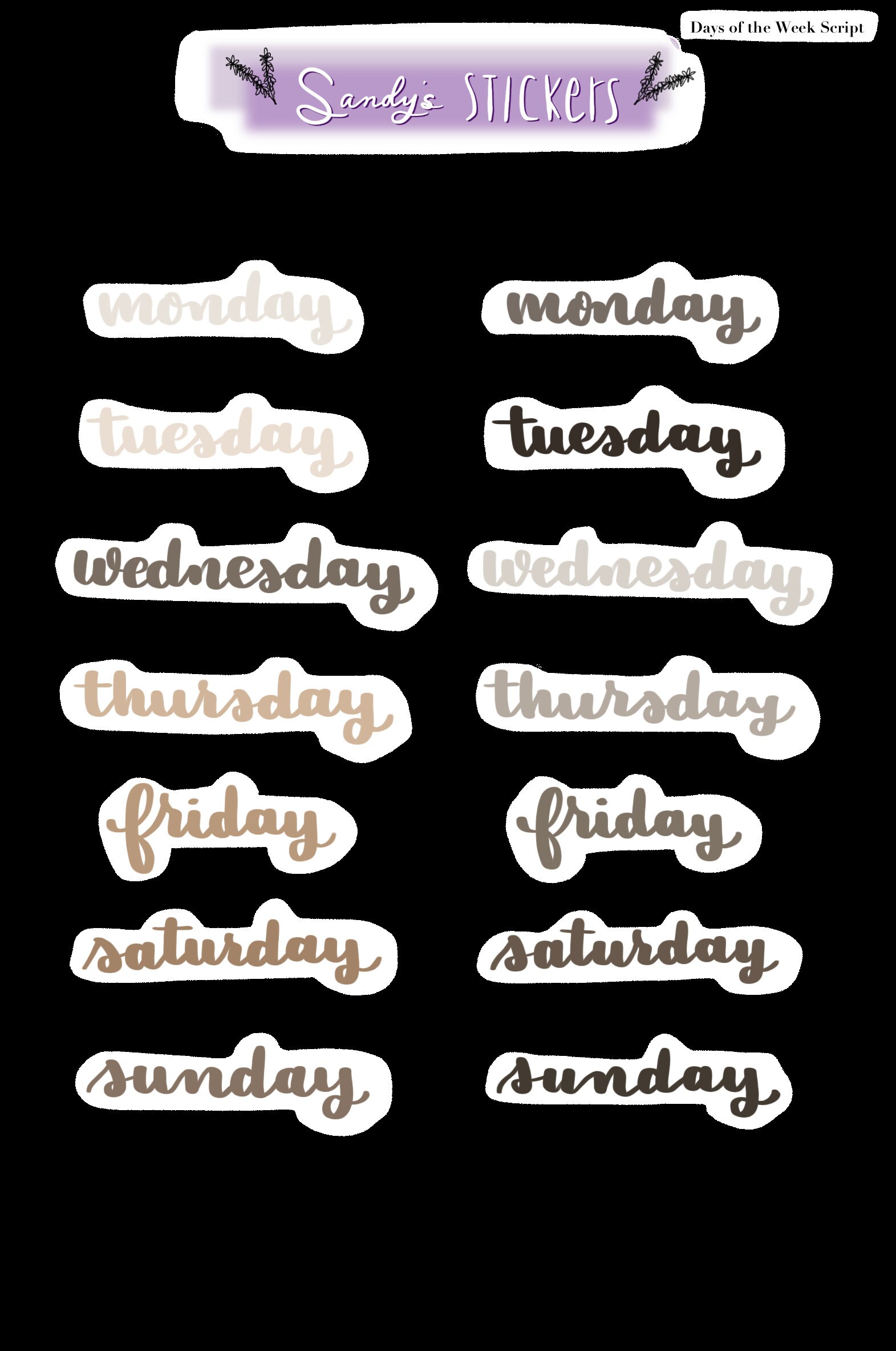 Days of the Week (script 2) - Etsy