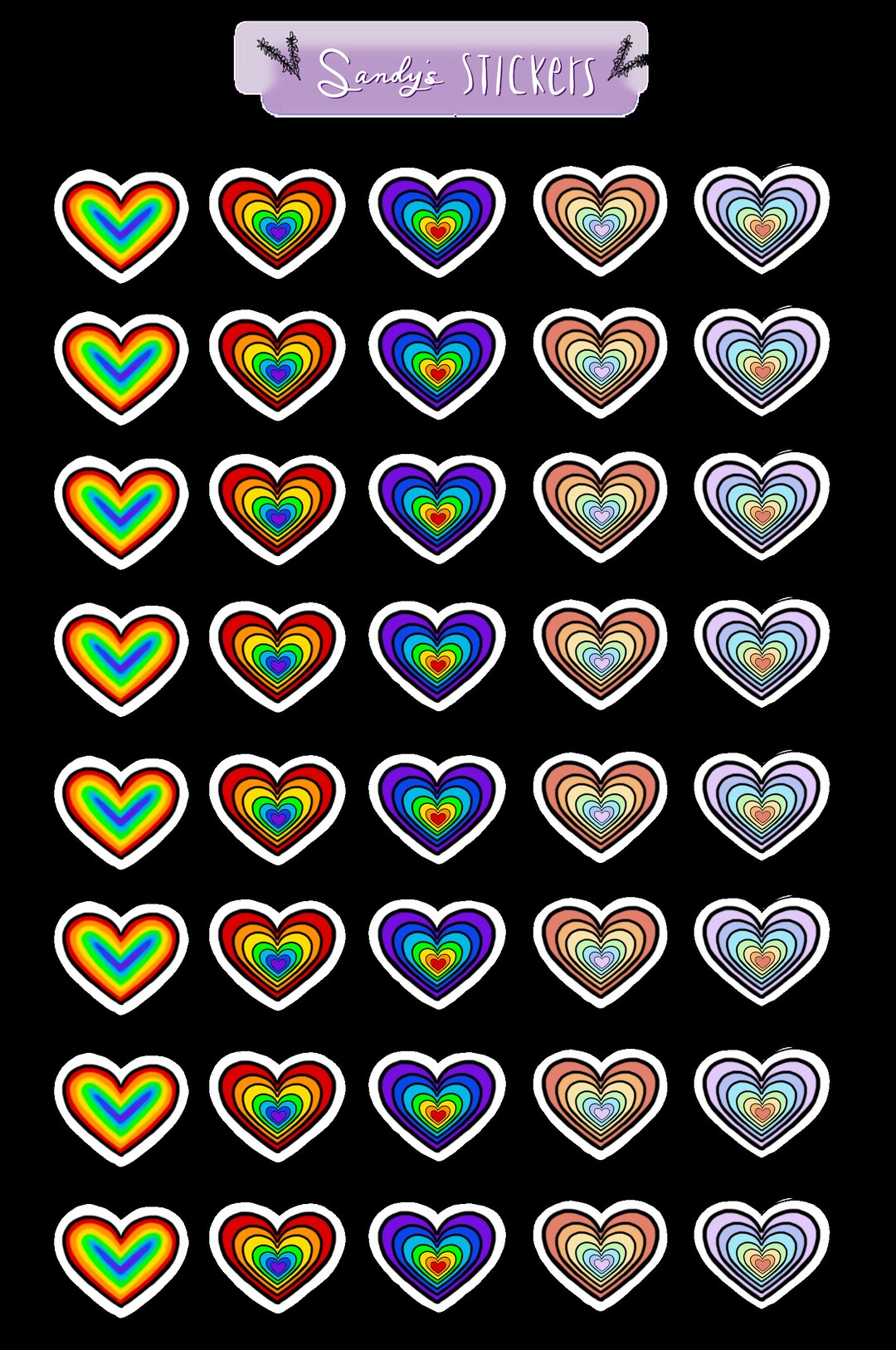 Rainbow Heart Stickers - Etsy