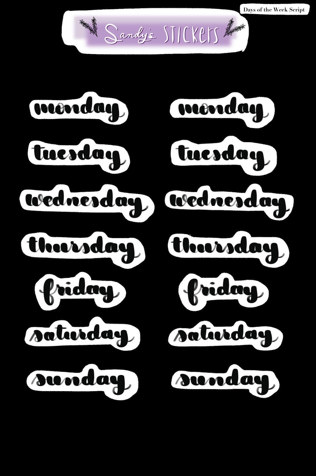 Days of the Week (script 2) - Etsy