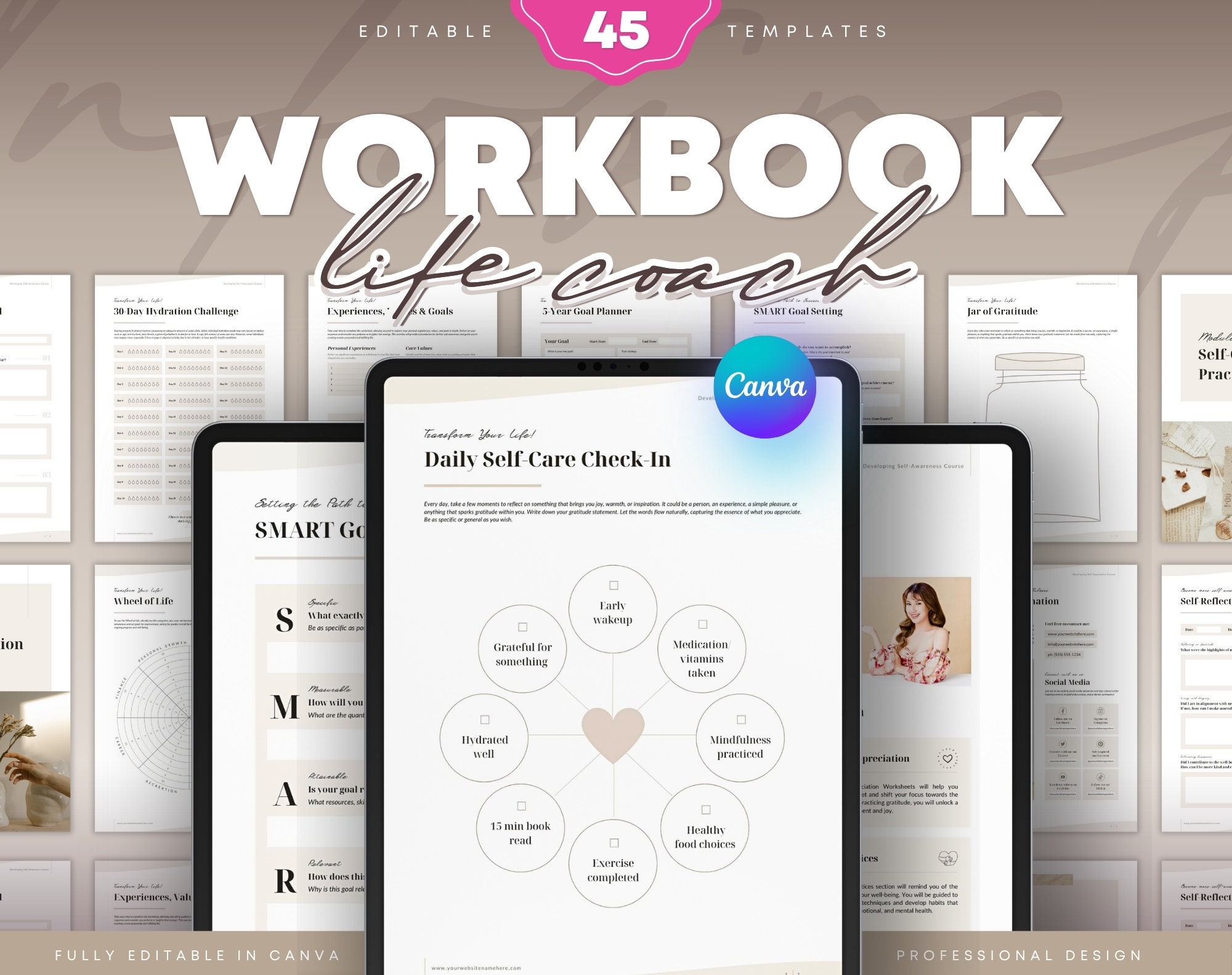 Life Coaching Workbook Template Bundle. Self-care Printable Worksheets ...