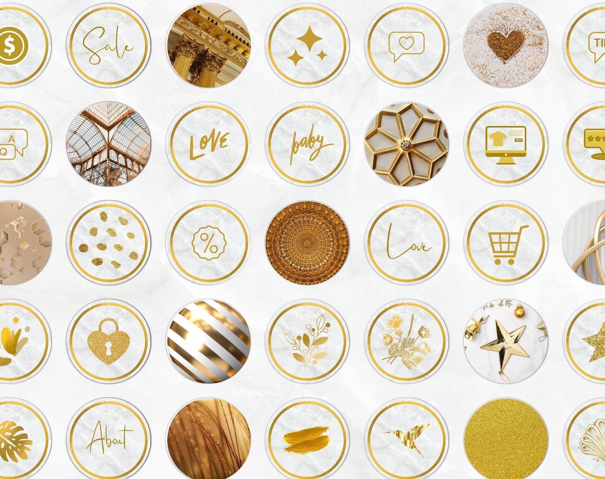 100 Gold Instagram Story Highlight Covers. Handwritten Lux Icon Covers ...