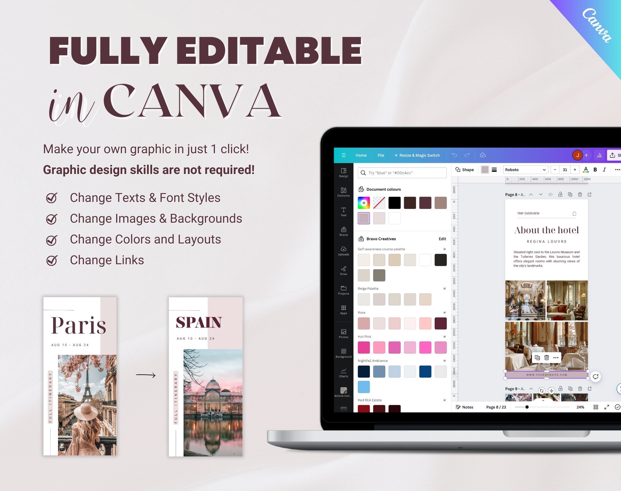 Paris Travel Mobile Itinerary Template Guide. DIY France Vacation ...