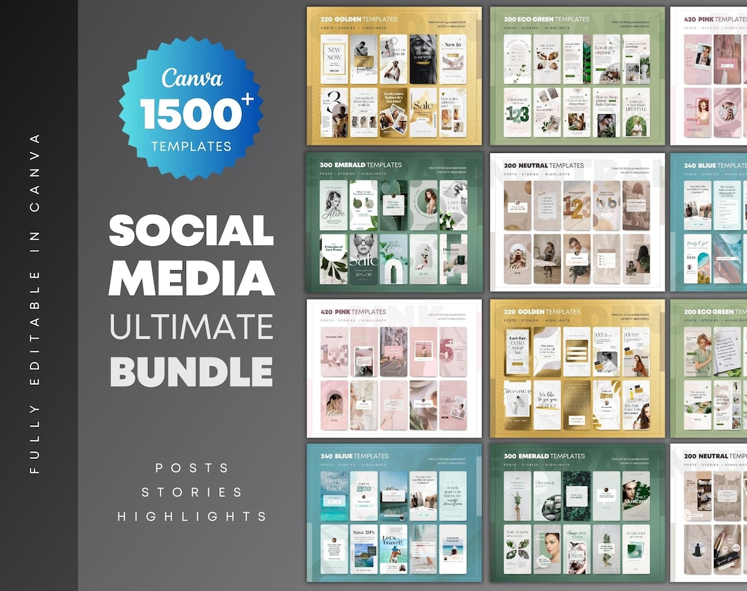 1.5k Ultimate Social Media Bundle. Canva Instagram Post Templates ...