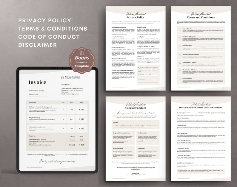 Virtual Assistant Contract Template Bundle. Agreement & Legal Document ...