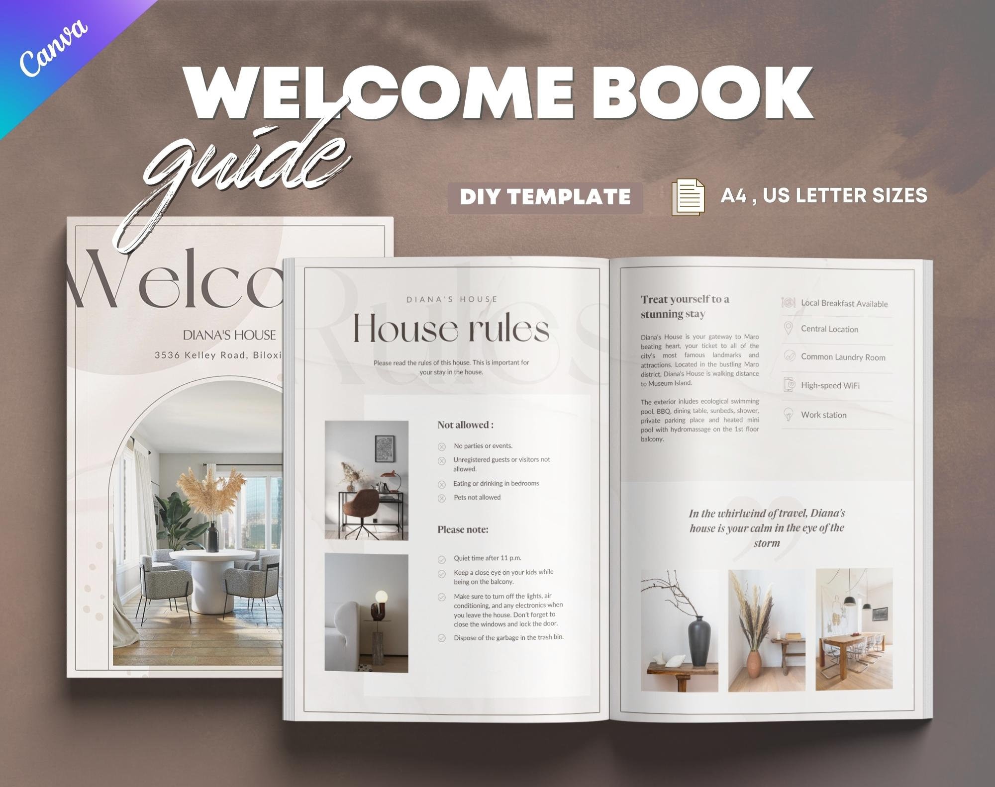 Welcome Guest Guide Book Template. Cabin Vacation Beach Printable ...