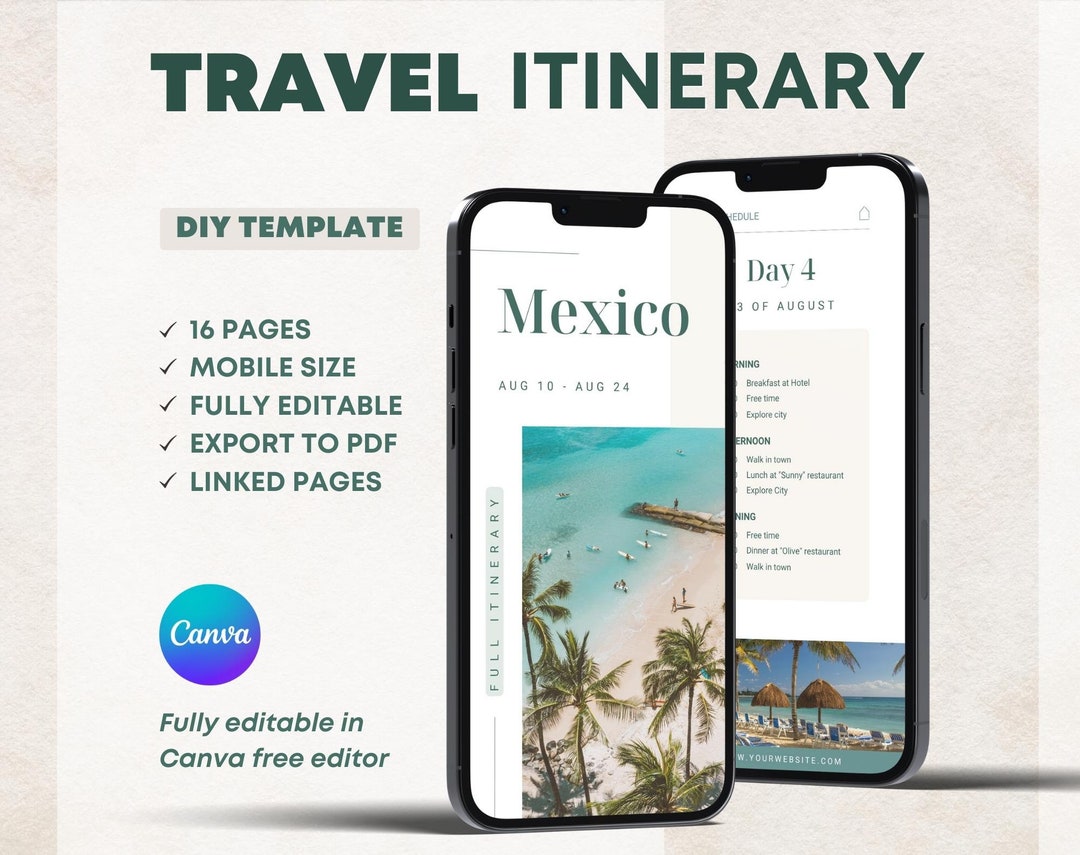 Mexico Travel Itinerary Template: Mobile Vacation Planner (canva ...
