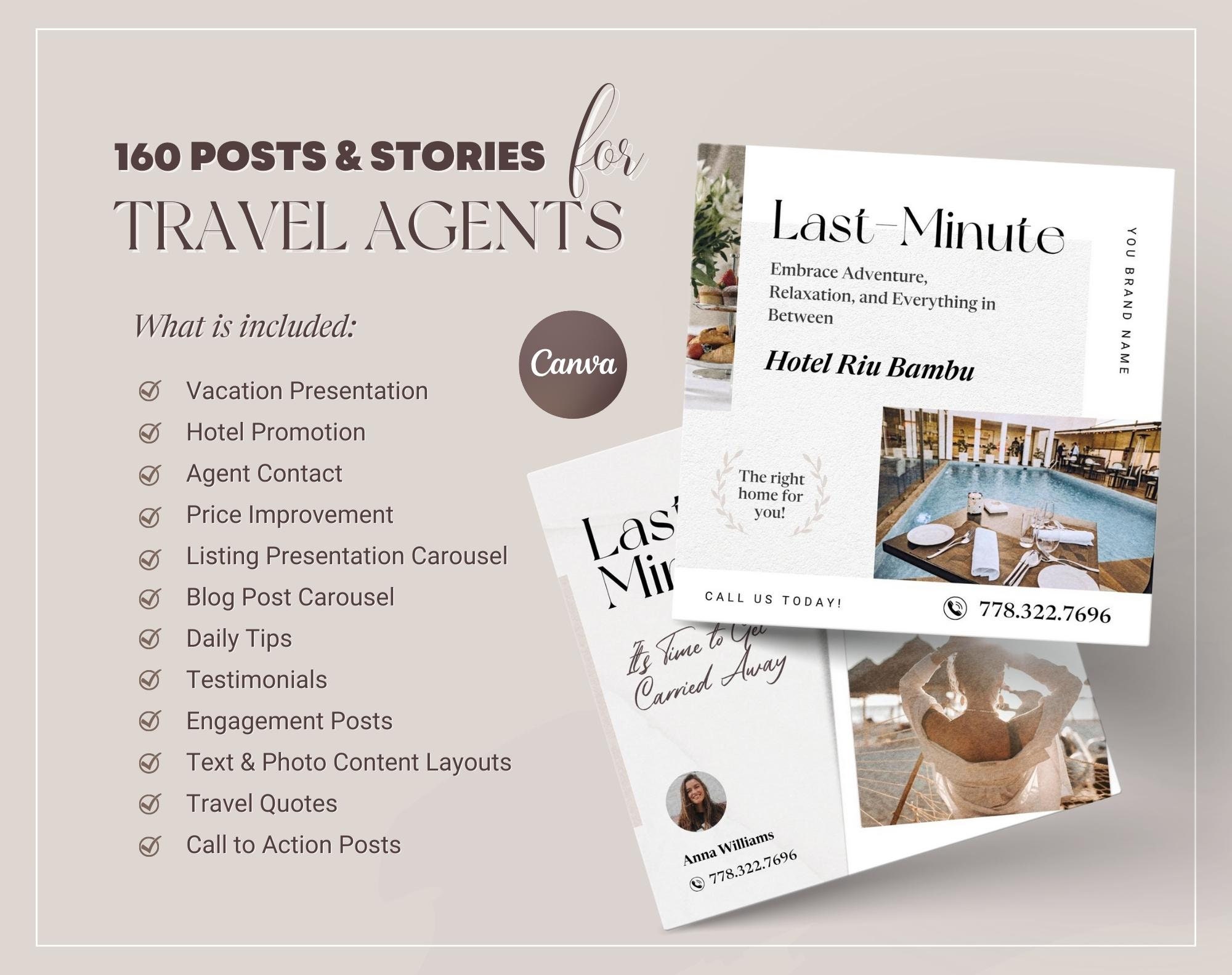 3in1 Travel Instagram Template Canva. Social Media Bundle for Agent ...