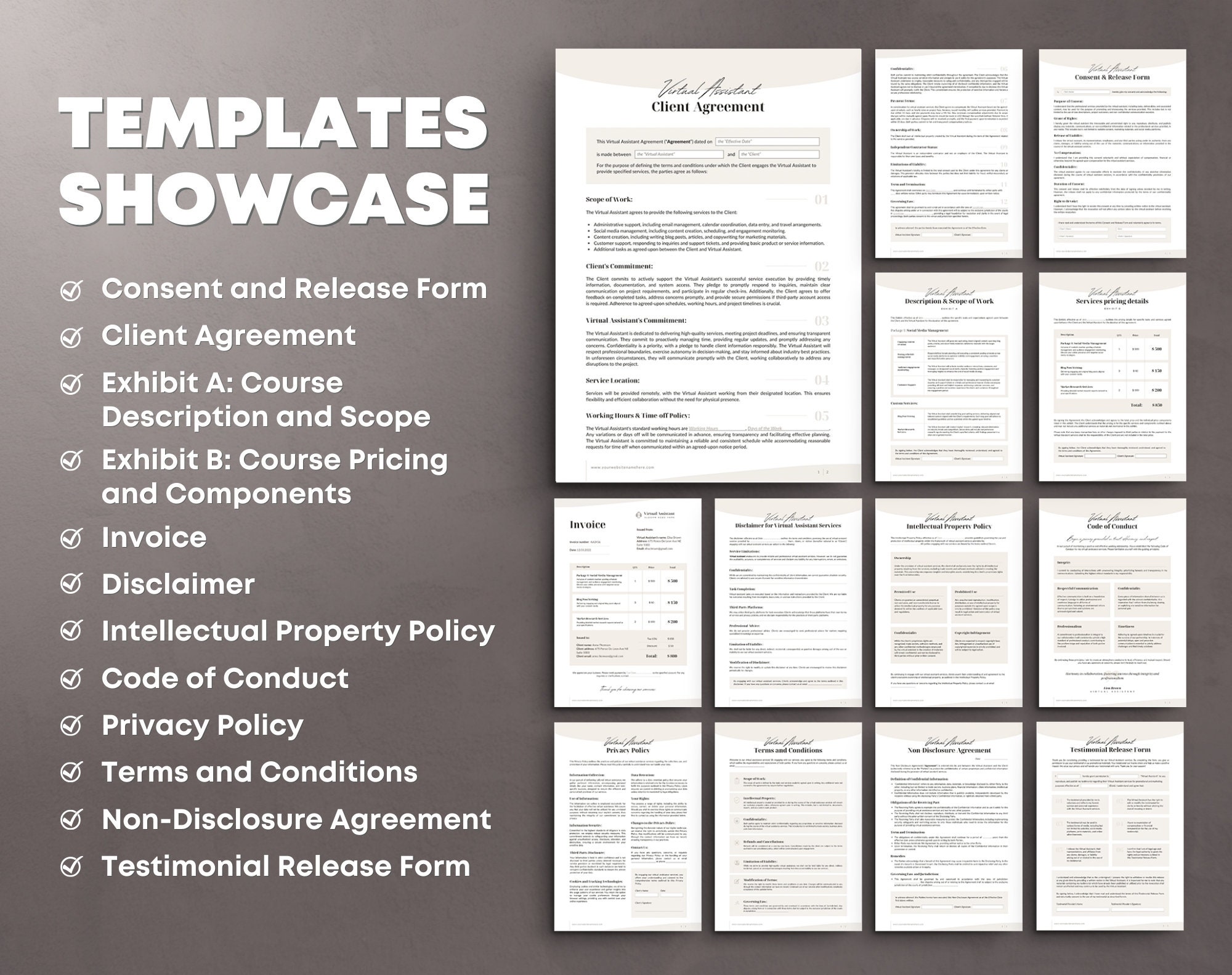 Virtual Assistant Contract Template Bundle. Agreement & Legal Document ...