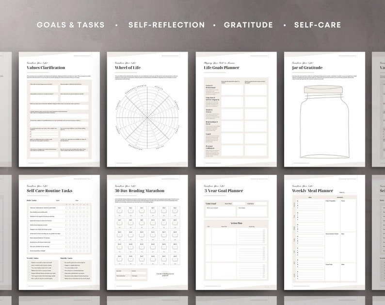 Life Coaching Workbook Template Bundle. Self-care Printable Worksheets ...