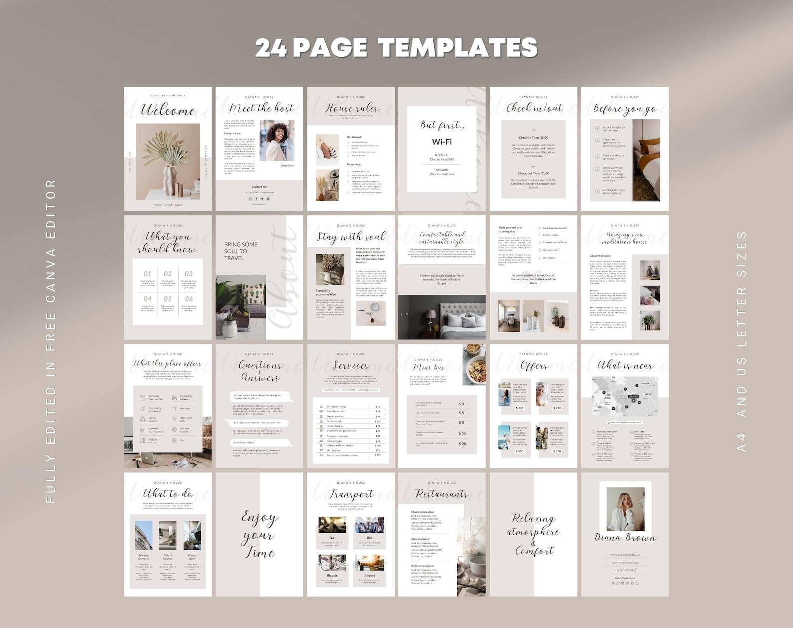 Rental Welcome Guest Book Template. Printable Canva Editable Rental ...