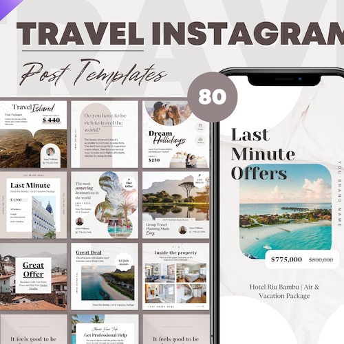 Travel Agent Blogger Instagram Post Canva Template Editable - Etsy