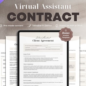 Virtual Assistant Contract Template Bundle. Agreement & Legal Document Toolkit for Social Media ...