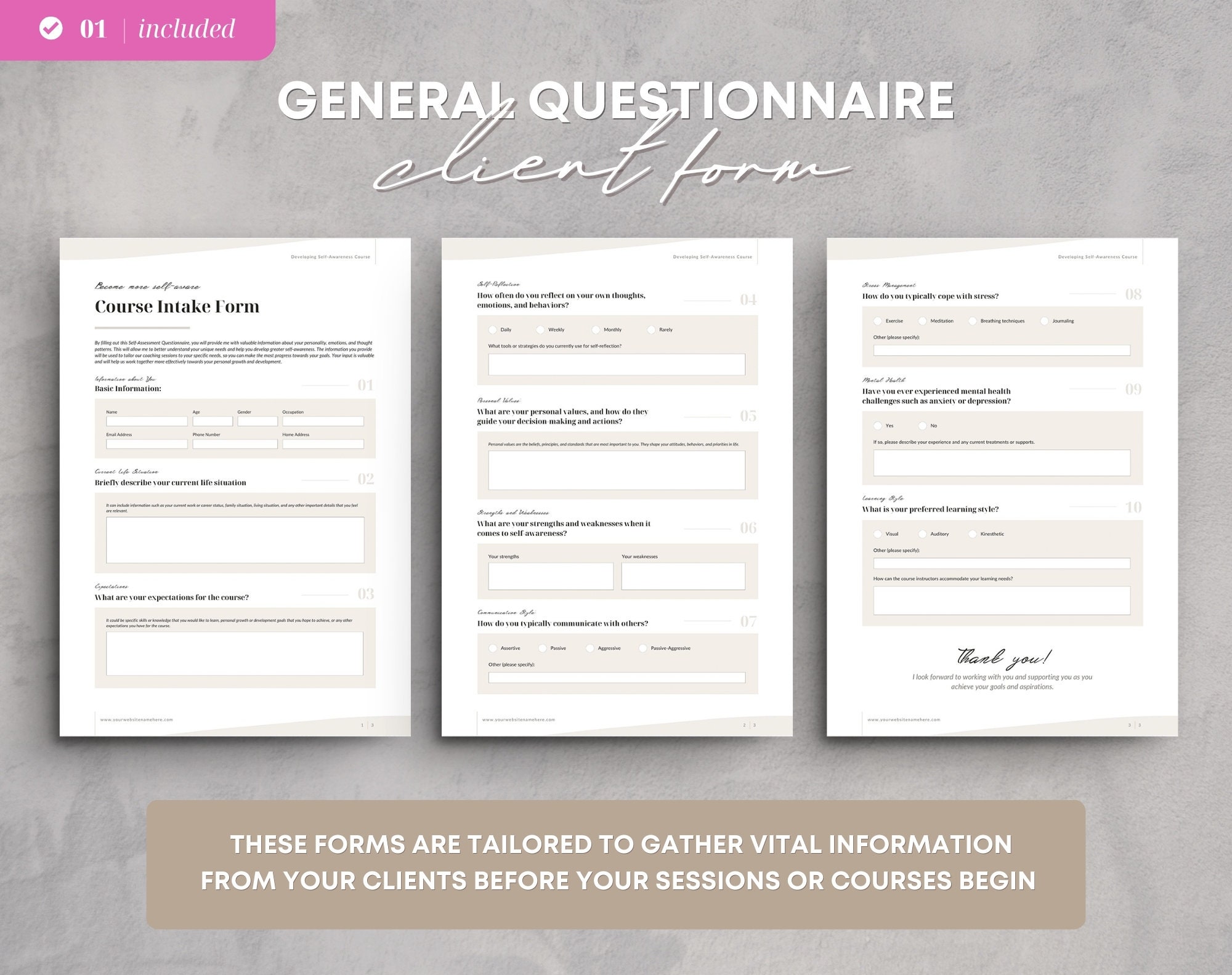 Client Intake Form Bundle: Coach Pre-session Questionnaire (canva ...