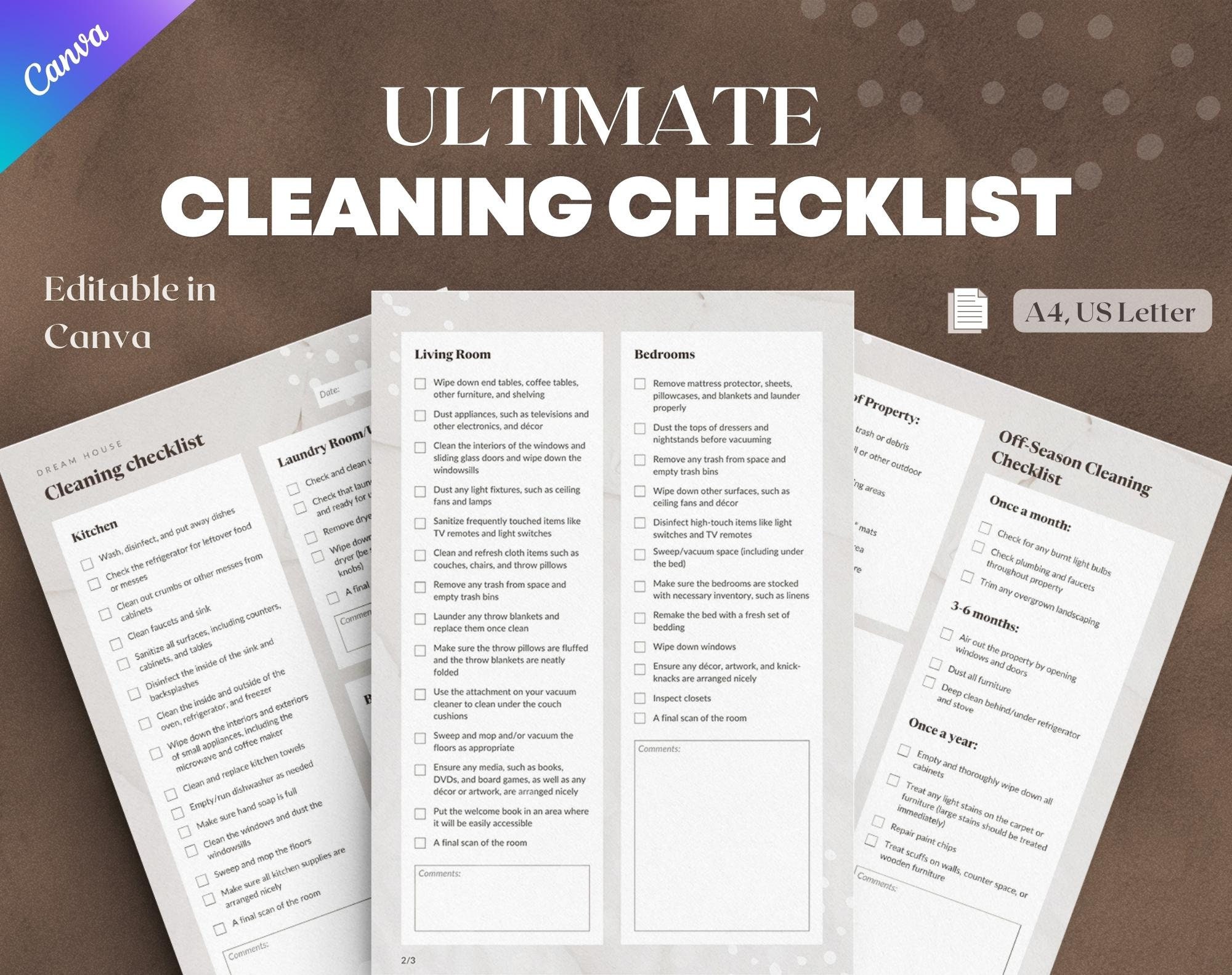 Cleaning Checklist for Rental Host Editable. After Checkout Cleaning ...